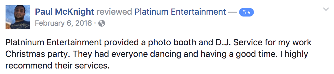 REVIEWS | Platinum Entertainment